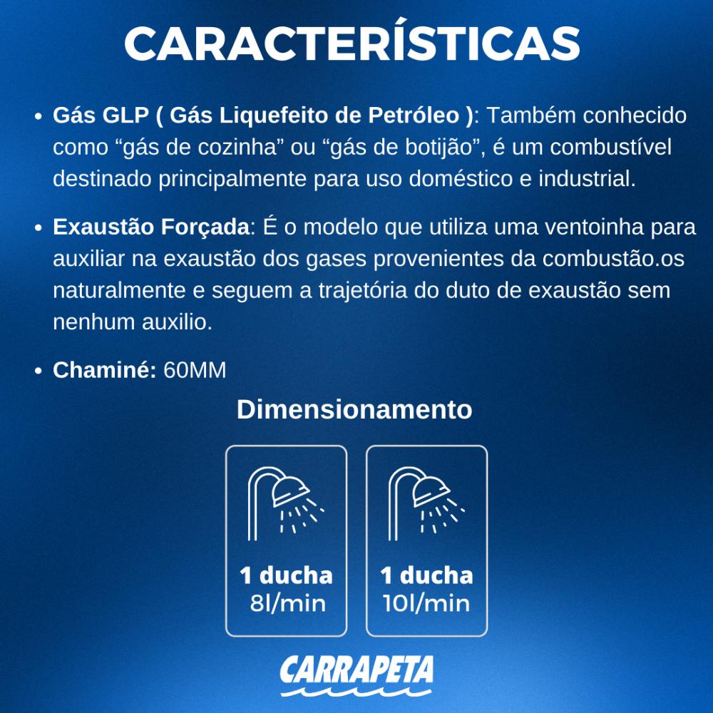 Aquecedor Agua a Gás Rinnai Digital GLP 10 lts E100 Branco - carrapeta